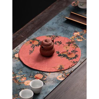 老料香云圆形干泡茶33342席茶垫新中端禅意双面隔热复古桌式布茶