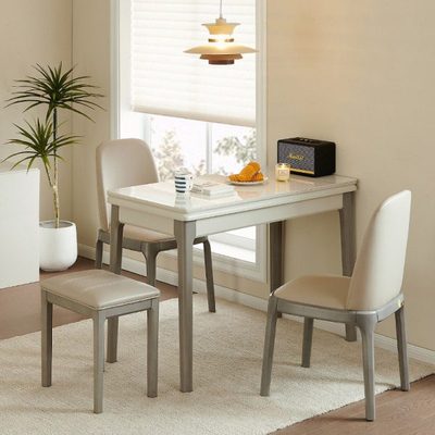 餐桌小户型家用长方形轻奢简约现代折叠伸缩岩板饭桌多功能省空间