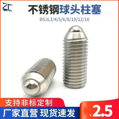 BSJL3/4/5/6/8/10/12/16加长型内六角304不锈钢球头柱塞ZAH03