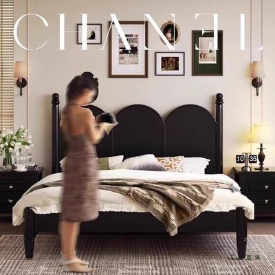 复古式实木双人床屋1.5米1.8米现代简约中古风公床寓TRL出租美民