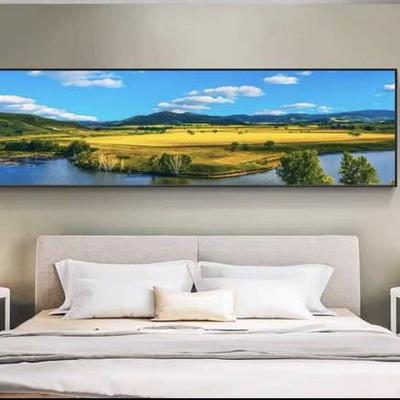 大自然风景装饰画现代卧室床头挂画内蒙古大草原骏马酒店宾馆壁画