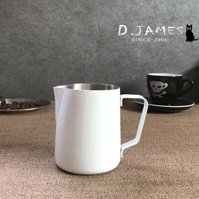 RW拉花缸家用花式咖啡手动打奶泡杯特氟龙爵士蓝奶缸尖嘴圆嘴压纹