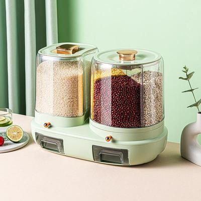 可转旋谷杂粮收纳盒五分格密封潮防虫HZU防分隔储米箱米缸装米桶
