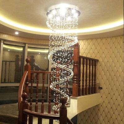 现代简约水晶创吊FUT线灯意客餐厅厅吧台复式灯楼梯样板房灯具跨