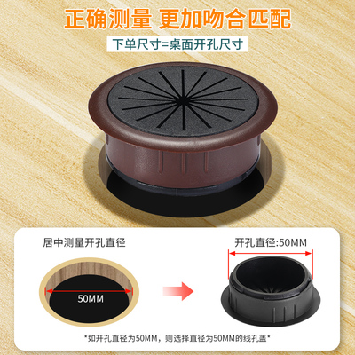 ABS塑料穿线盒电脑办公书桌台面洞装饰收纳孔盖子圆形走线封口圈