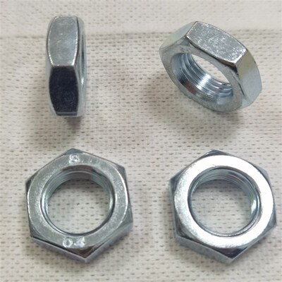 M16-1.5扁螺母六角细牙薄螺母DIN439 GB6173 对边24厚度8 04 镀锌