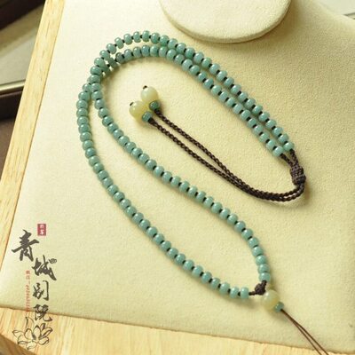 xl0138保真天然A货翡翠蓝绿算盘珠原创手编男女高档吊坠项链挂绳