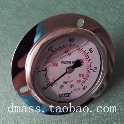 不锈钢60KG耐震压力表G1/4铜接头60公斤油压表800PSI860PSI