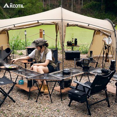 户外igt战术轻便铝合金折叠桌子组合 野外野餐装备全套露营桌便携