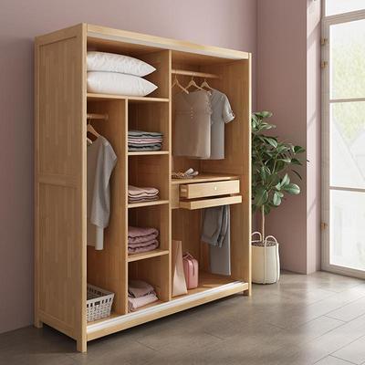 北欧实木衣移约28290门衣厨门推拉现代简小柜户型卧室家两用收纳