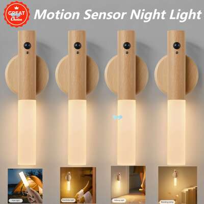 usb Rechargeable Dimmable led Wooden Sensor Night Light2pcs