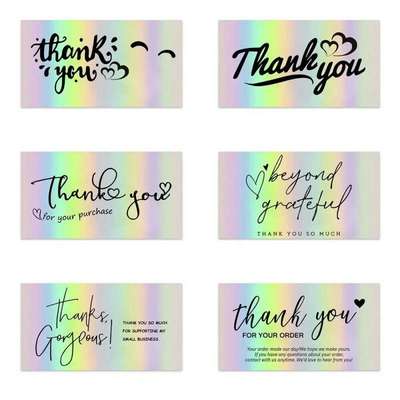 30/50pcs Thank You Cards For Small Business Colorful Laser