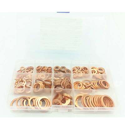 280pcs/盒紫铜垫圈垫片紫铜油封平环密封分类套件M5-M20规格