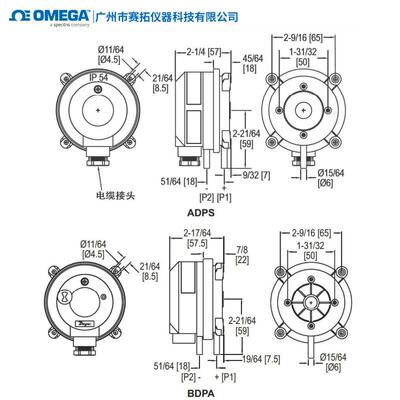 OMEGA差压开关低压开关调节旋钮ADPS-03-1-N正压、负压和差压监测