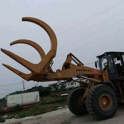 Wooden fork with toothed clamp抓草棉花抱夹铲车属具对齿夹木叉