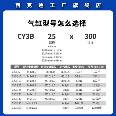 CKT 磁偶式无杆气缸CY3B10/15/20/25/32/40-50/100/150/200长行程