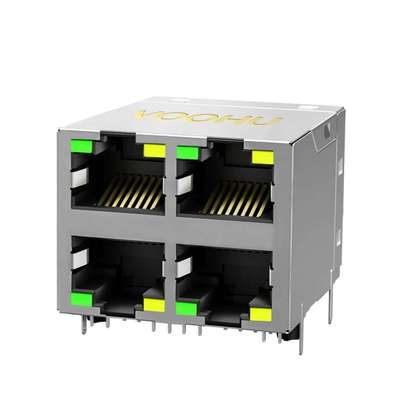 SYT22Q145AB2A2D057集成千兆滤波器 2x2四口网线接口带LED灯 rj45