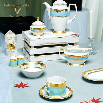 德国进口Falken陶瓷餐具欧式24K金奢华杯碗碟星级酒店摆台套装