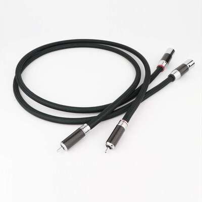 Preffair HiFi级高品质 RCA到 XLR转接线 黑碳纤外壳 插针镀银
