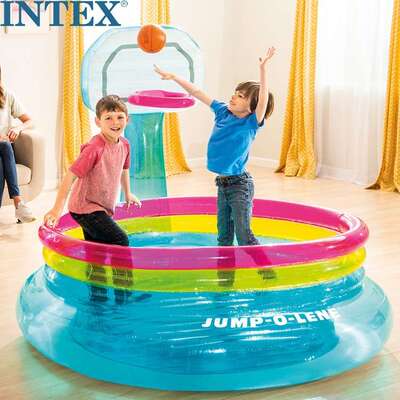 intex 48265 蹦蹦床 儿童投篮跳跳池家用小型充气城堡弹跳床现货