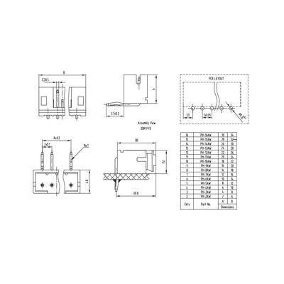 CWB合兴连接器接插件PH-2AW 3AW 4AW 5AW 6AW 7AW 9AW弯针座