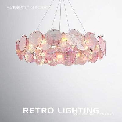 murano手工粉色玻璃轻奢法式客厅吊灯设计师中古浪漫温馨卧室主灯