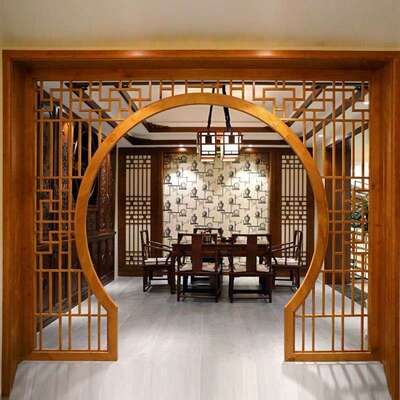 东阳木月洞门中式隔断月亮门松木实木花格圆拱门博古架仿古屏风