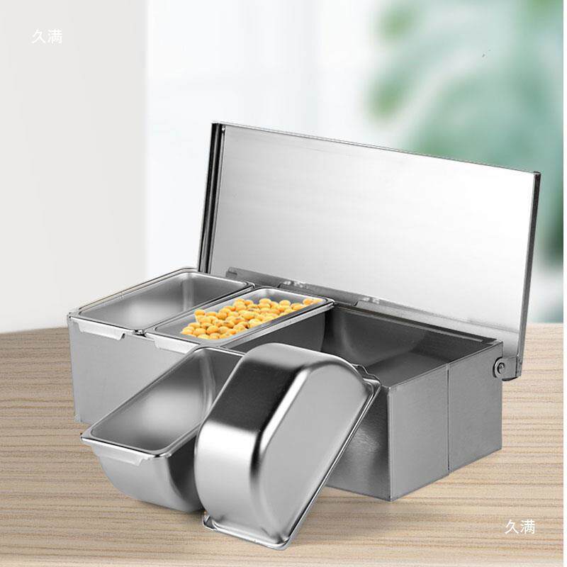 冰粉商用厨房收纳盒摆摊配料套装不锈钢带盖佐料多格调料盒盒其他