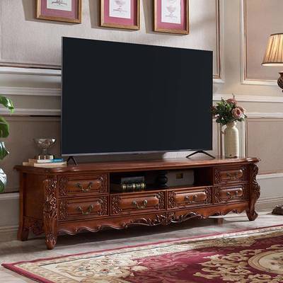 美式实柜电木视柜组雕合复古花酒客厅高地柜欧LS702式简约奢华小