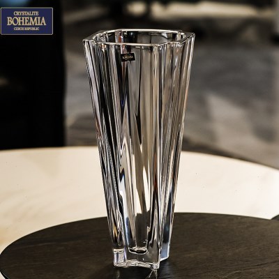 捷克进口BOHEMIA水晶玻璃花瓶高档轻奢客厅摆件插干花水养花瓶