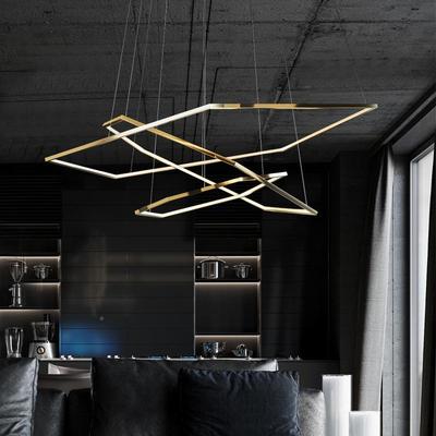 不吊锈钢圈灯六别墅客楼梯间楼中D88021楼跃角层圆形组合挑高厅灯