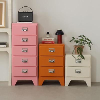 /日式复古三斗物柜创计意网红塑料抽沙发边柜设师文件屉收纳储柜