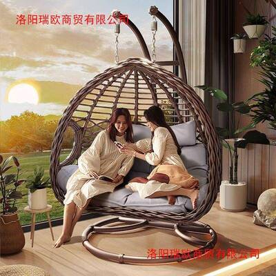 户外吊床篮藤椅秋千庭院双人椅家用阳台室内网吊OBG红鸟巢吊椅摇