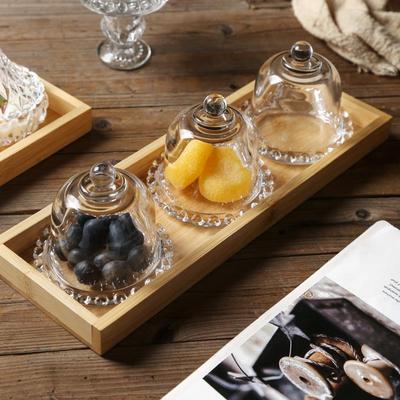 自日式尝试吃盘带玻璃罩分格盘水果面包托试吃盒甜品助餐VHK展示