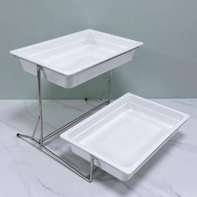 双层包水不果蛋食物锈钢自F7556S86助糕餐展示盘架带盖面试吃托盘