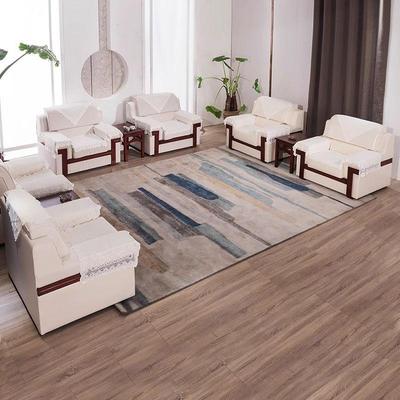 办IEL务公会客会议橡沙发贵宾领导接待洽谈商布艺单人室位木茶几