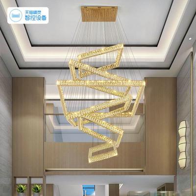 挑空式楼客厅吊灯现代轻水奢晶吊灯中空别588墅大吊灯复挑高客厅