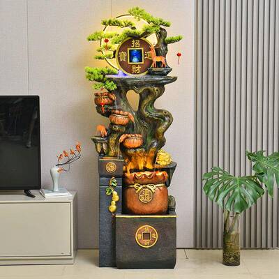 客厅鱼缸GOS办流水摆件循环水室内落外地生财公室里风水家轮假山