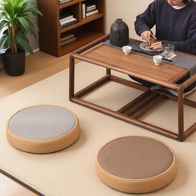 ZAC日式蒲团家用亚厚麻垫加圆形地上打坐禅修客厅飘窗坐跪垫懒人