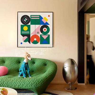 小众艺术ins风客厅装画现代饰简地约玄彩色沙发ctz387墙面挂画关