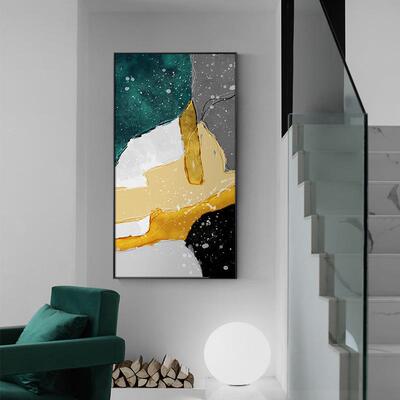 油版画奢挂画客落地装饰画玄关LEL走厅廊过道画竖现代轻简约巨幅