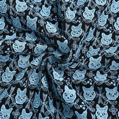 皆川明猫刺绣咪厚款棉麻秋E21274-A冬暖系书衣笔袋色温面料