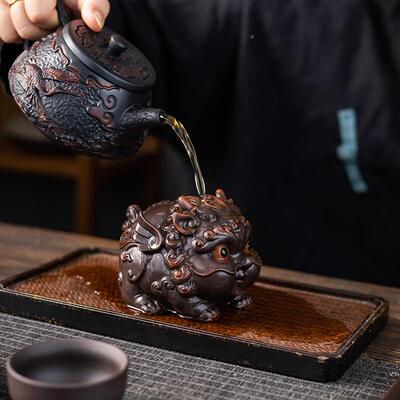 紫貔貅茶宠精茶品可养家陶居创装饰茶道意摆件玩茶桌茶盘QNY茶具