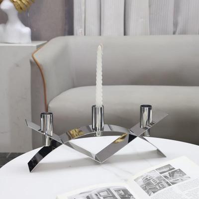 欧式1187轻奢锈钢头几三何烛台客厅餐厅卧不室酒店样板房软装家居
