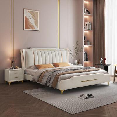 意式软体床简轻奢婚床双1.s约8米储物小户型S741in人网红主卧皮布