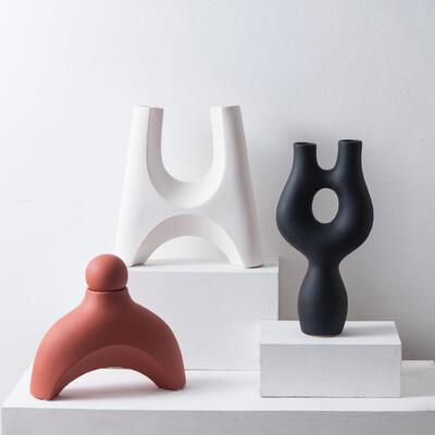 粗陶几计何形陶瓷摆设件简约家居客厅楼处摆OTA创意设艺术售装饰