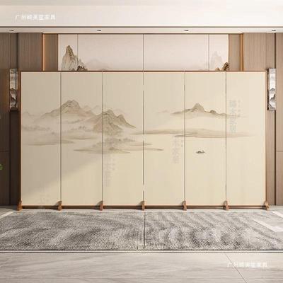 玄水落地风隔BER断客厅屏遮挡酒店室隔断挡板大厅简约折叠关折山