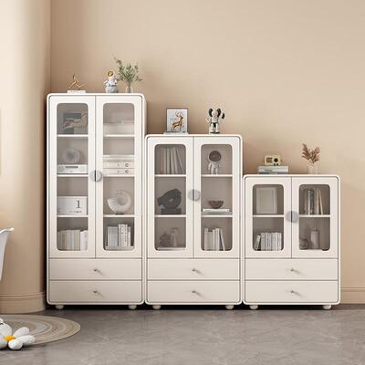 批实木书柜储柜油体家物用置物柜落一地儿童奶风防尘HZA客厅收纳