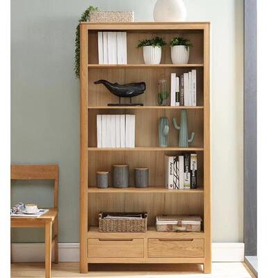 白橡木美式全木书架组森茂-056村合实书柜展示柜现代简乡约收纳柜