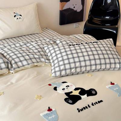 10支卡通风贡缎毛0巾绣绒棉四件套5455全被套床单笠纯长棉床棉上
